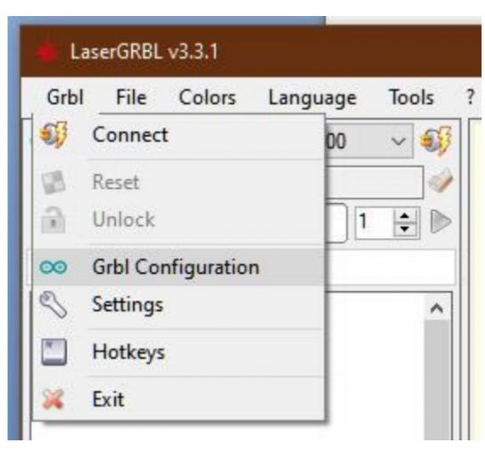 LaerGRBL Configuration Parameters for GRBL Based Laser Engravers