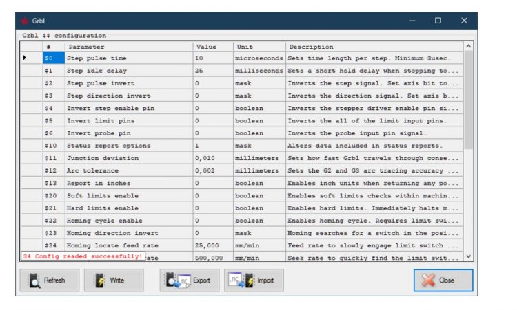 Parámetros de configuración de LaerGRBL para grabadores láser basados en GRBL
